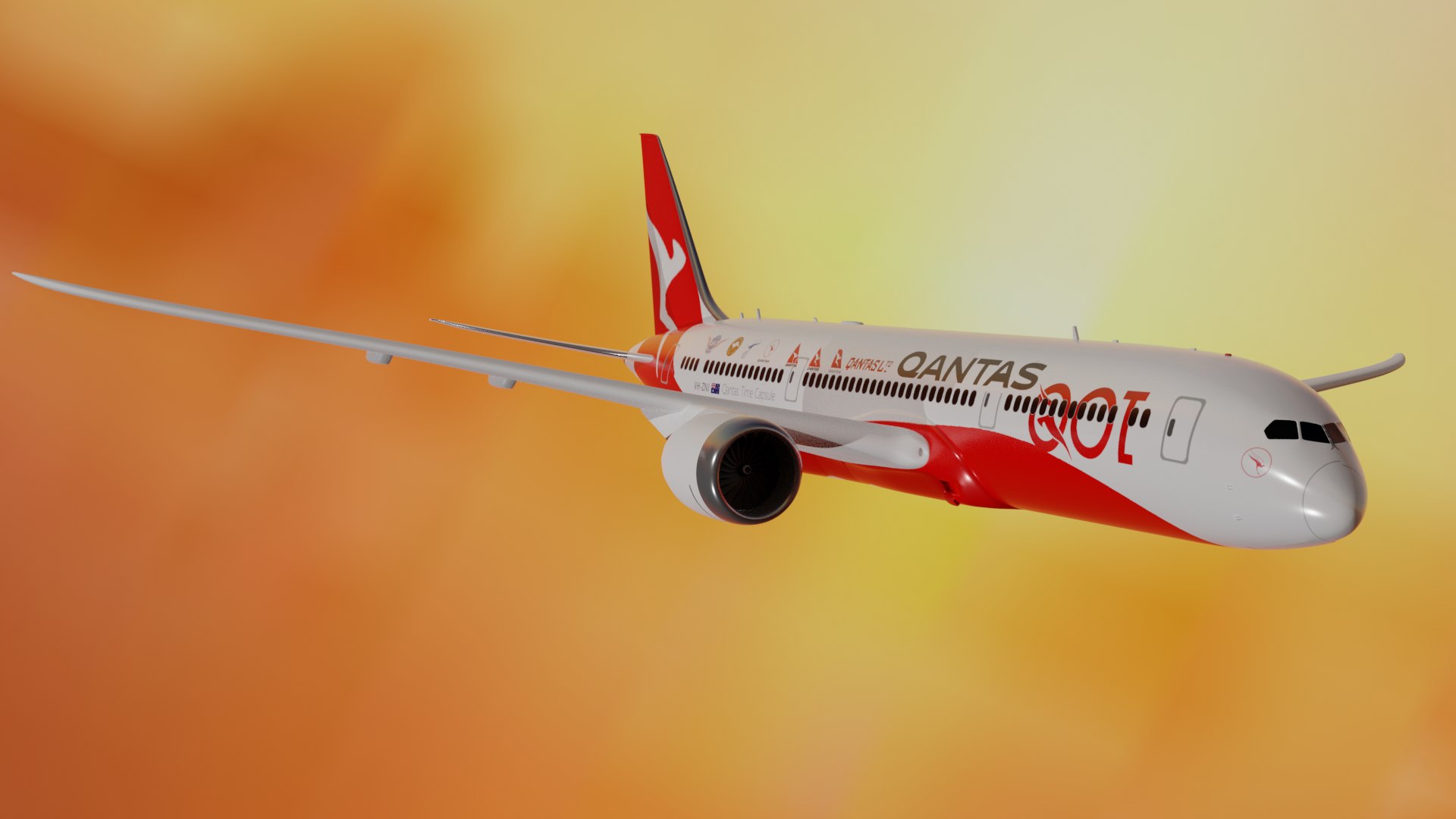 Quantas Boeing 787 -9 - Animated and Rigged3D模型 - TurboSquid 2055058