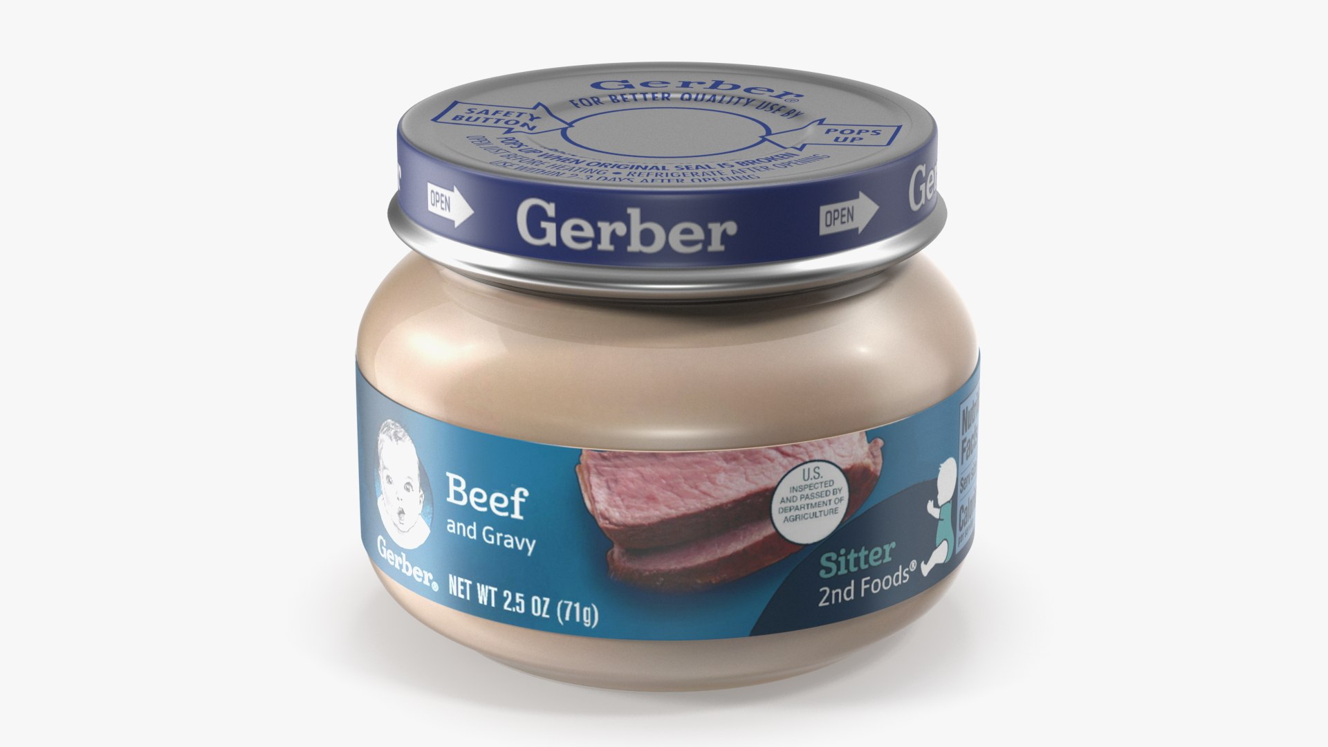 Beef Gerber Baby Food Jar 71g 3D model - TurboSquid 2097740