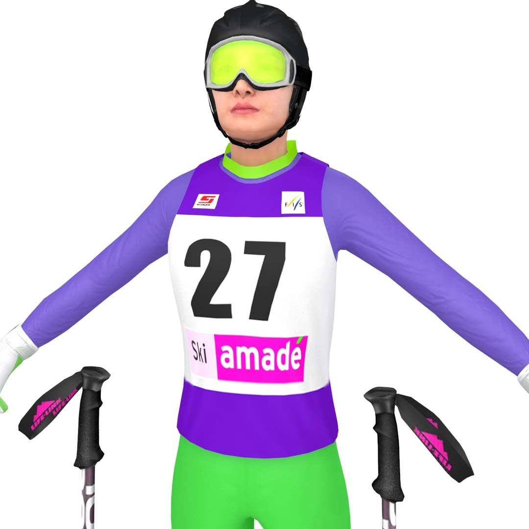3D Rigged Female Skier Ski - TurboSquid 1351247