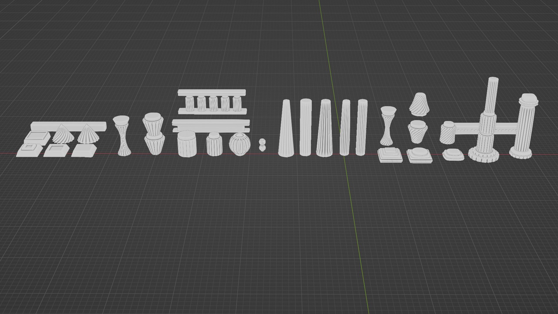 Architectural Modular Column Kit Set Ancient Style 3D Model ...