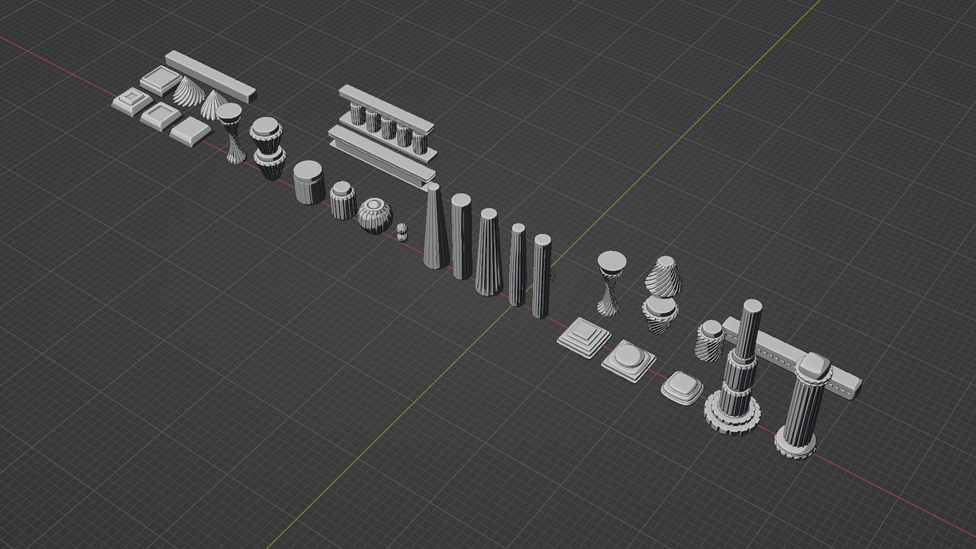 Architectural Modular Column Kit Set Ancient Style 3D Model ...