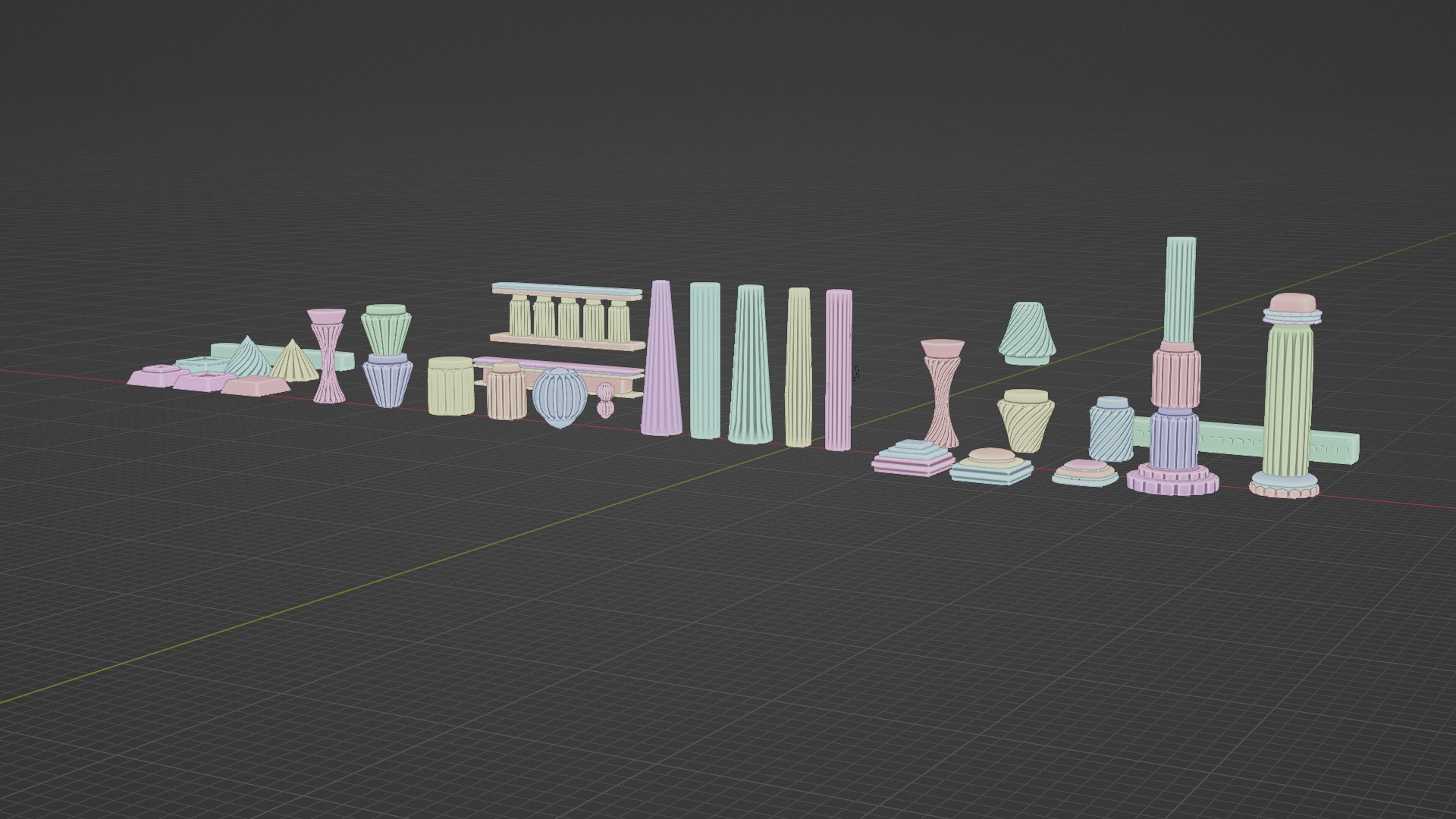 Architectural Modular Column Kit Set Ancient Style 3D Model ...