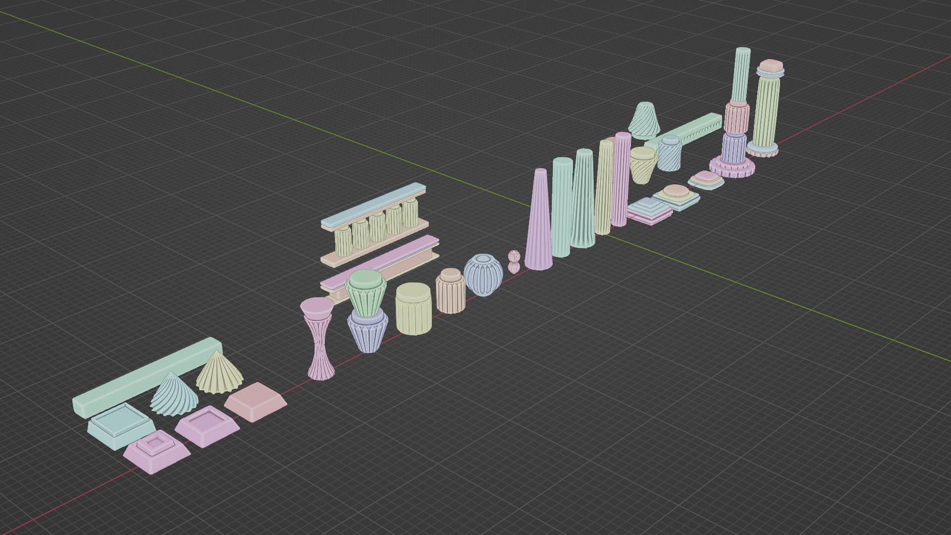 Architectural Modular Column Kit Set Ancient Style 3D Model ...