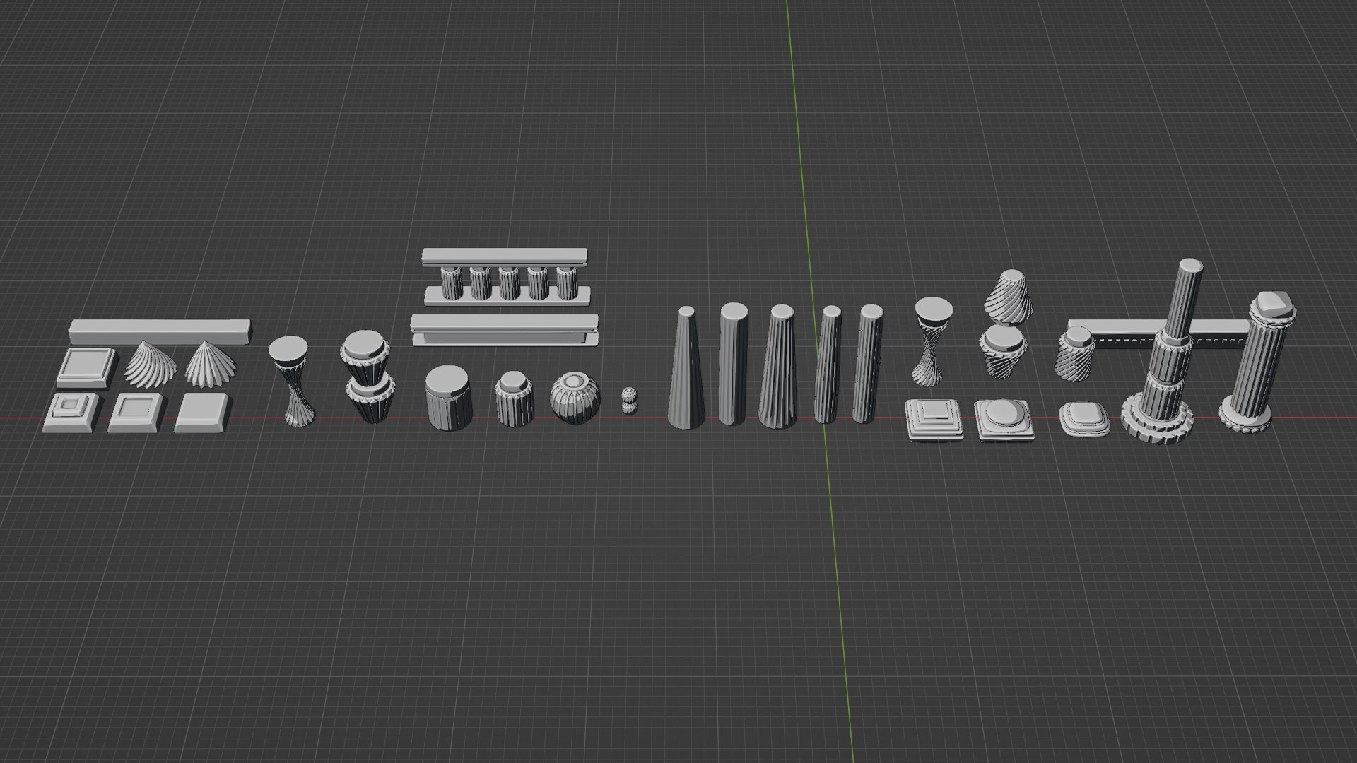 Architectural Modular Column Kit Set Ancient Style 3D Model ...