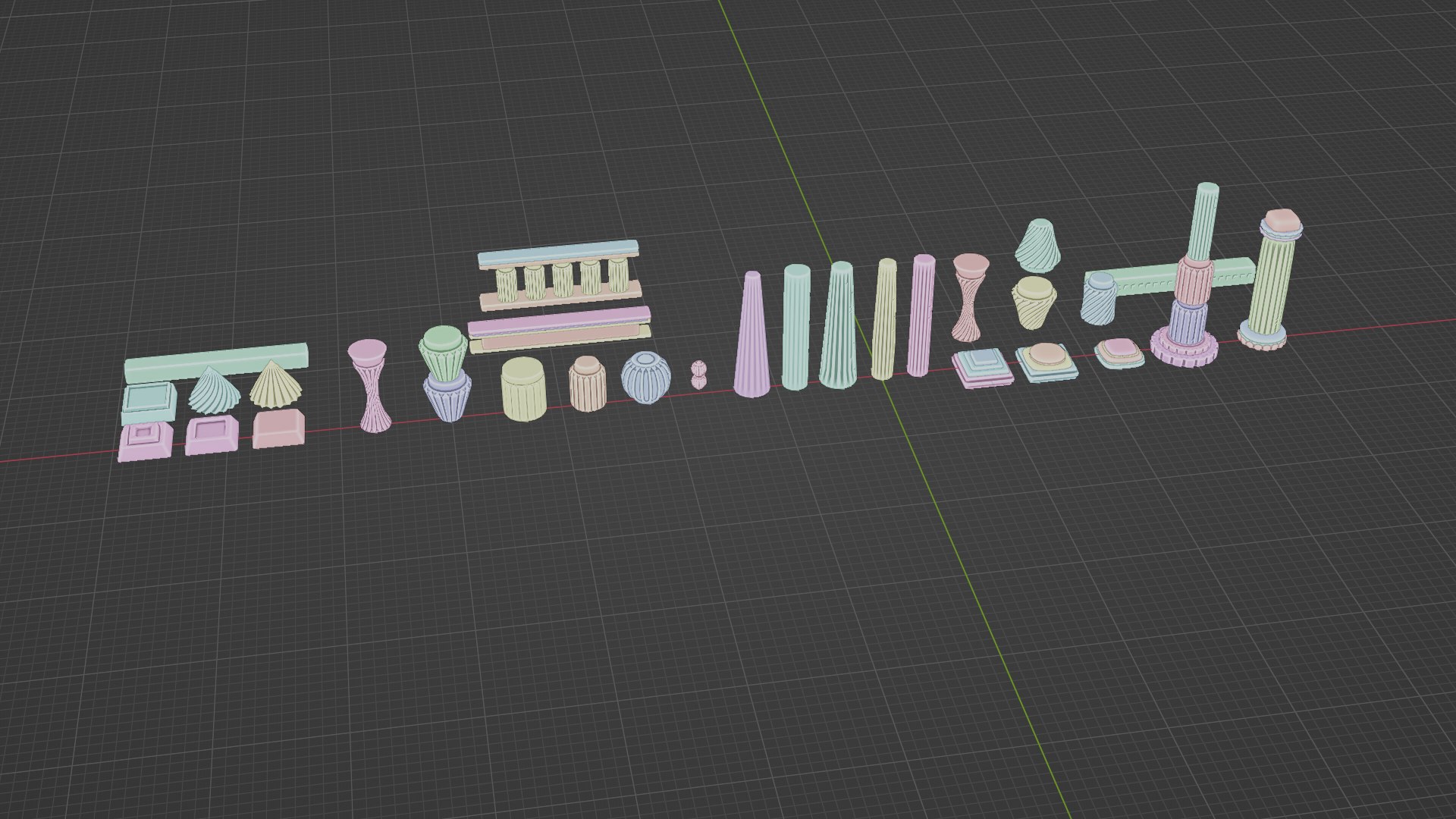 Architectural Modular Column Kit Set Ancient Style 3D Model ...