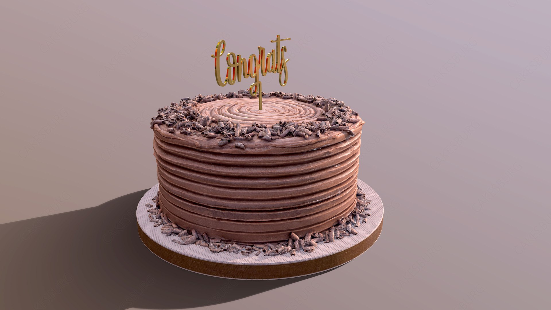 3D Model Chocolate Shaved Congrats Buttercream Cake - TurboSquid 2022061