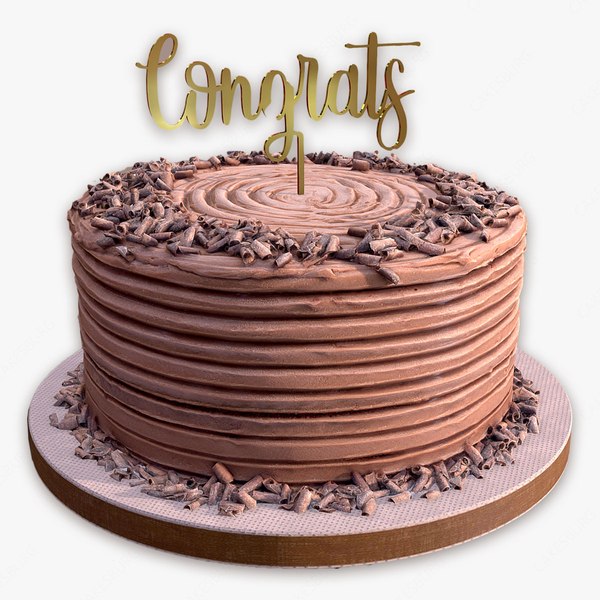 3D model Chocolate Shaved Congrats Buttercream Cake - TurboSquid 2022061