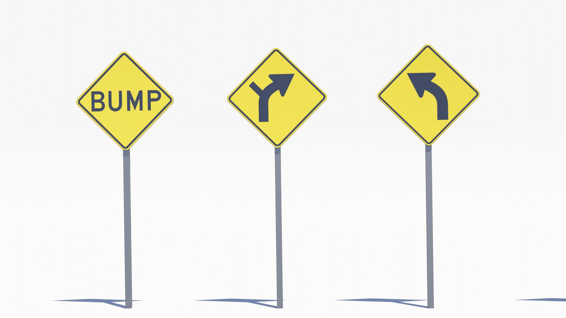 3D Warning Street Signs Model - TurboSquid 2238026