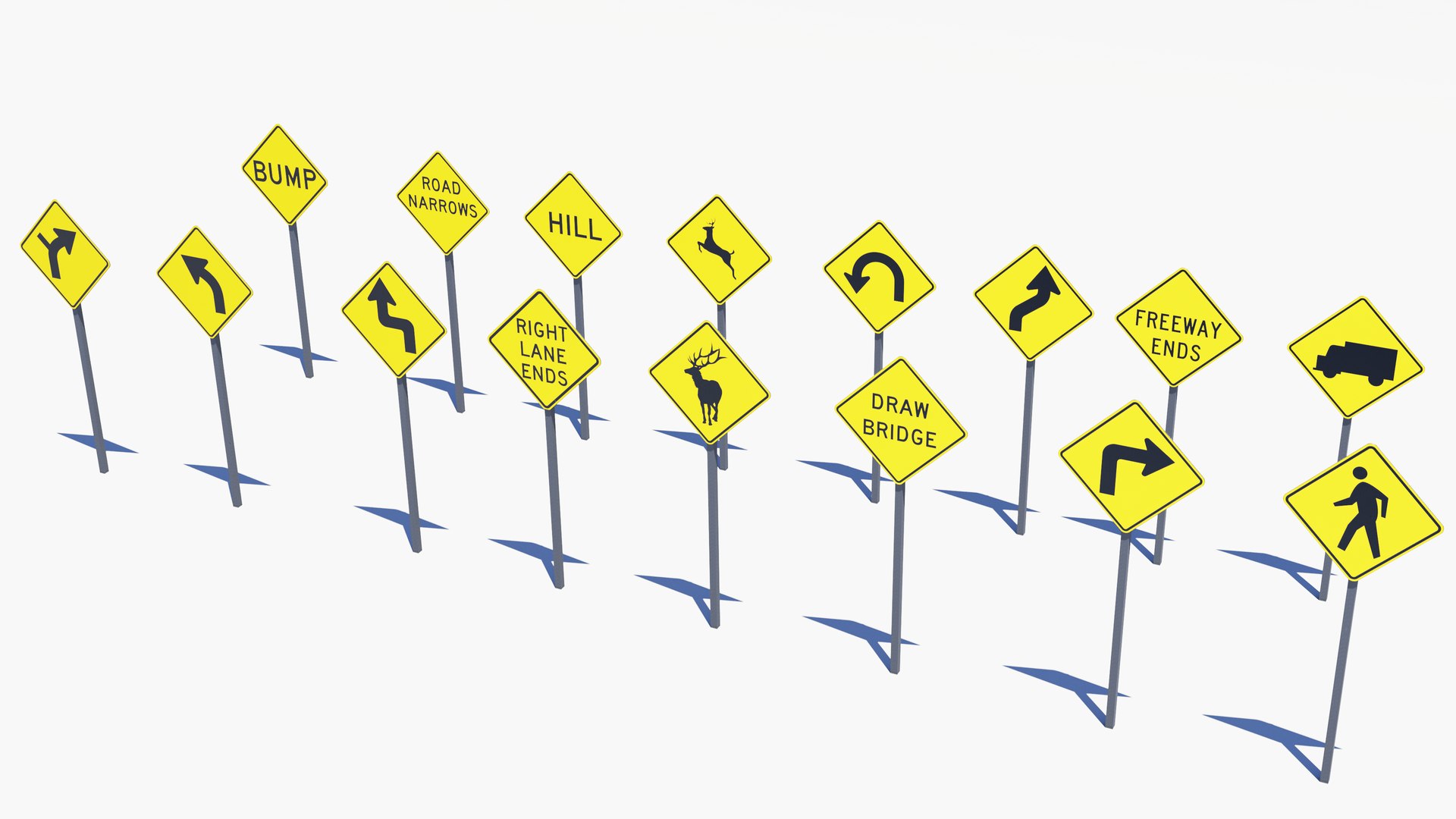 3D Warning Street Signs Model - TurboSquid 2238026