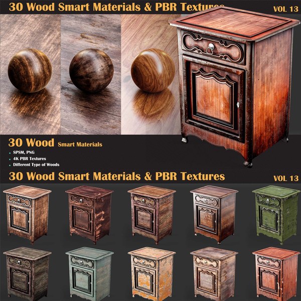 modelo 3d 30 texturas PBR de materiales inteligentes de madera - Vol 13 ...