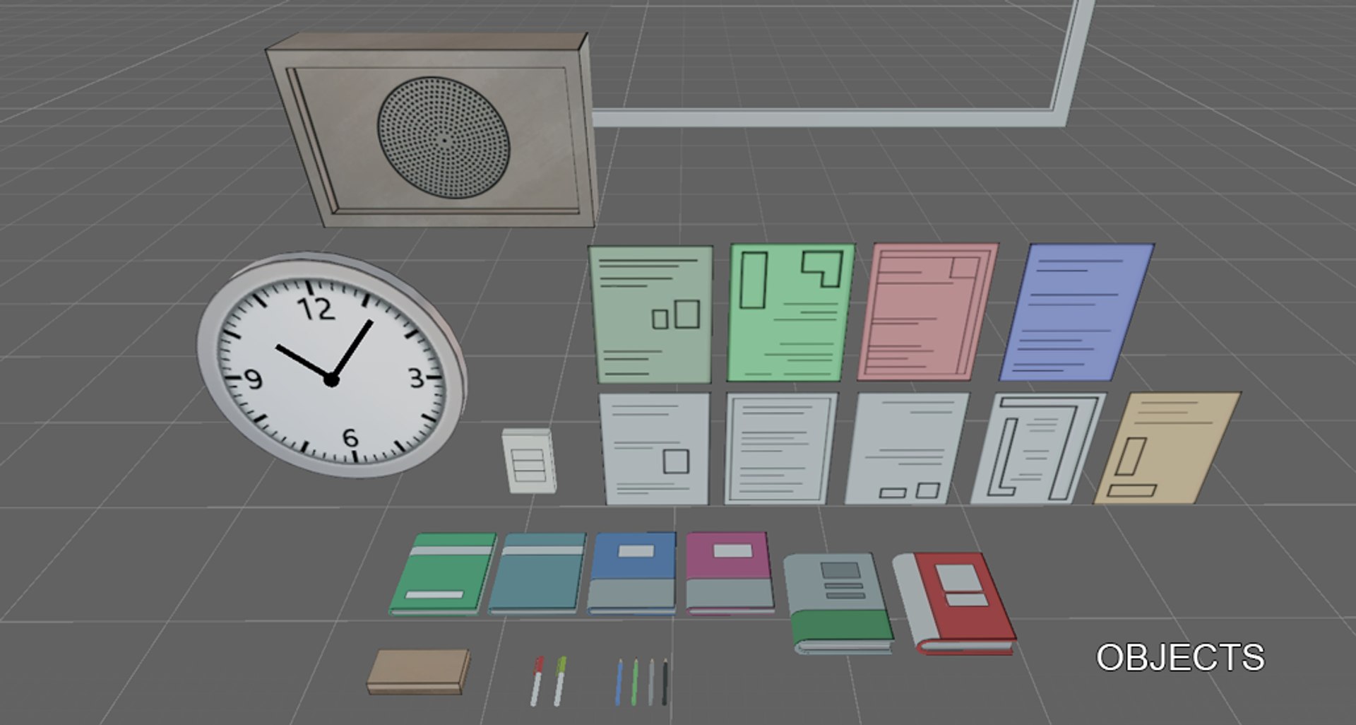 3d Anime Classroom Prop Model