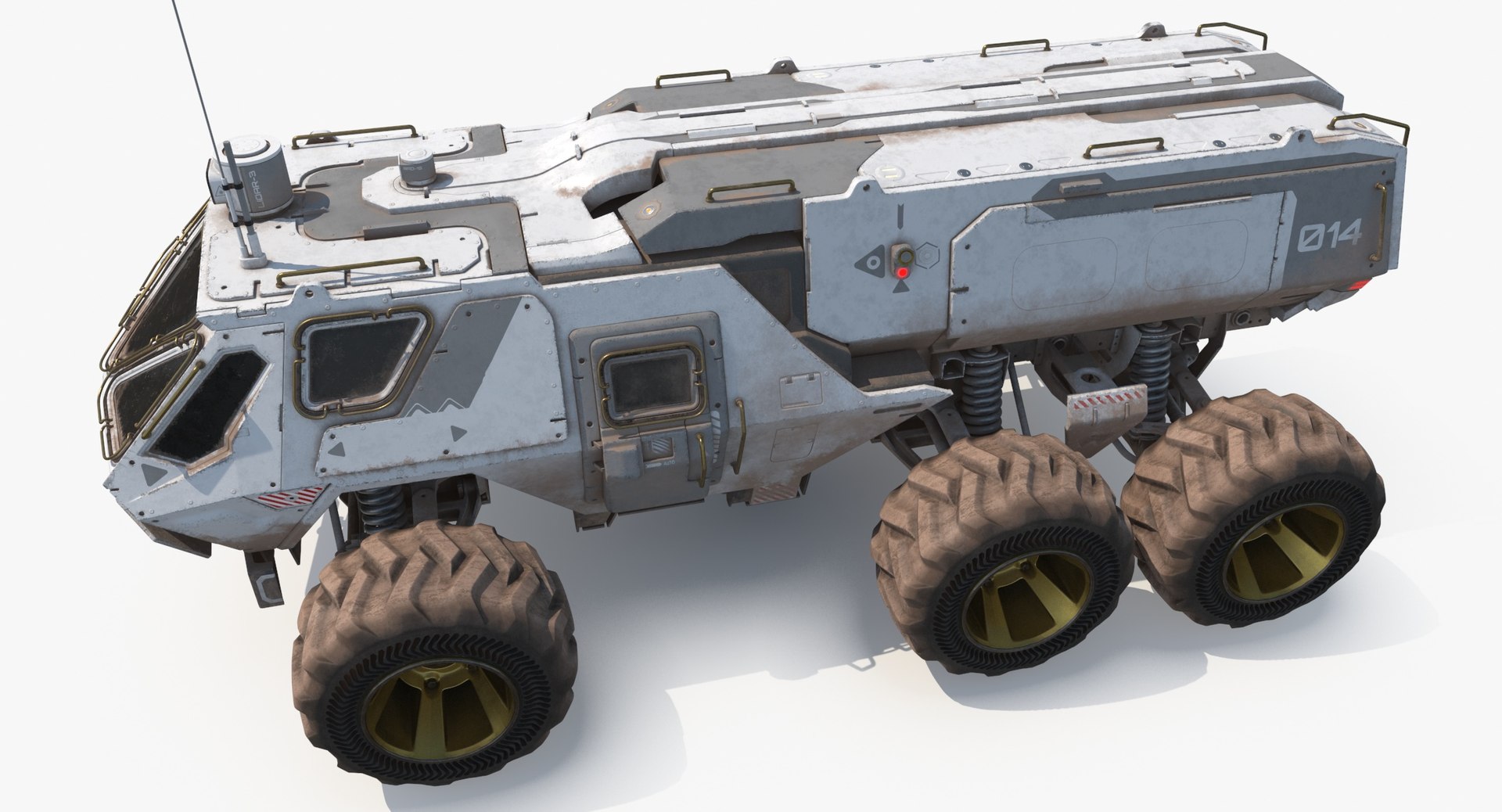 3D Space Colonization Surface Rover 01 Clean Dirty and Dirty Moon model ...