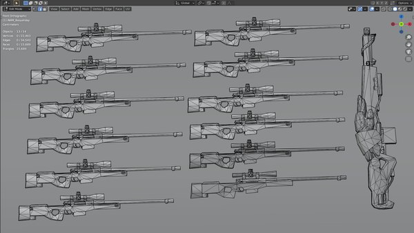3D AWM Rifle Game Weapon 14x - TurboSquid 1832990