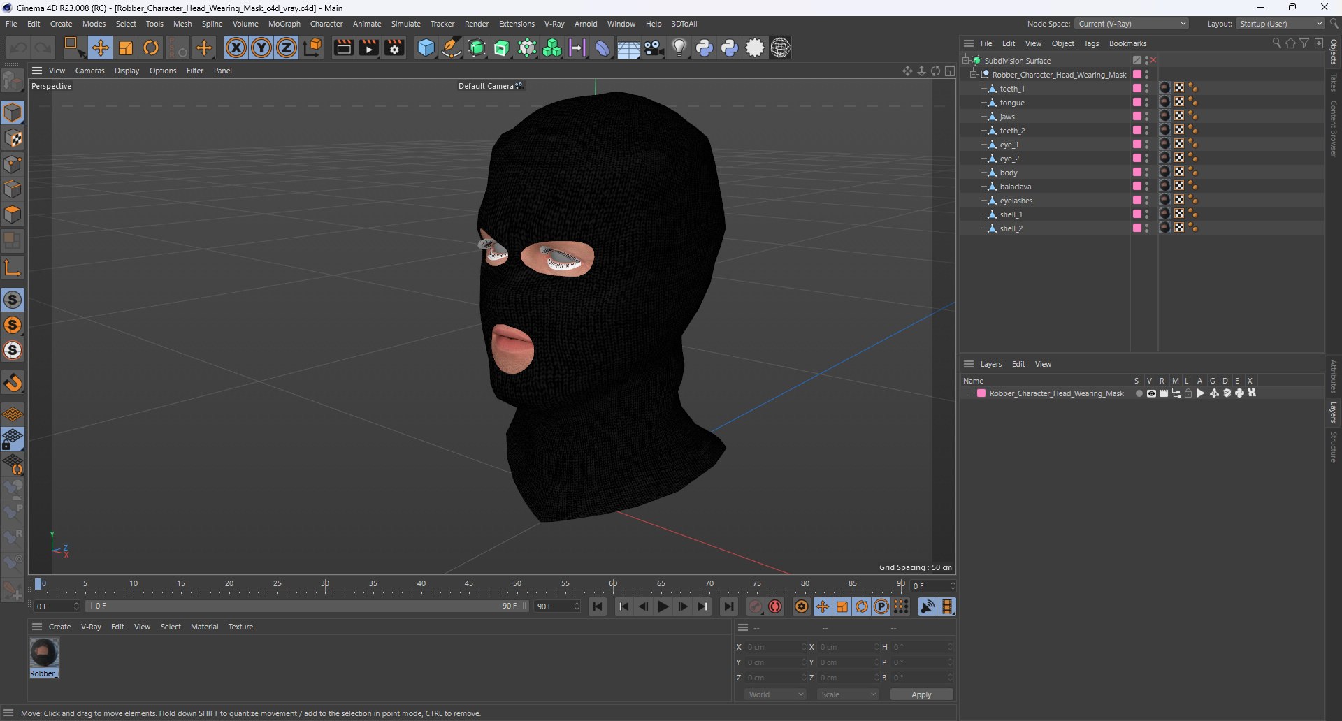 3D Model Robber Character Head Wearing Mask - TurboSquid 2328298