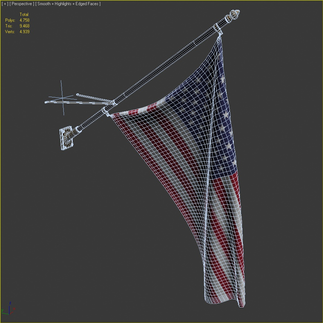 3d model flag pole animation