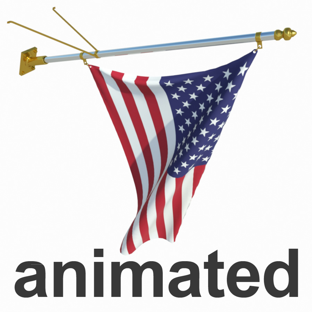 3d model flag pole animation