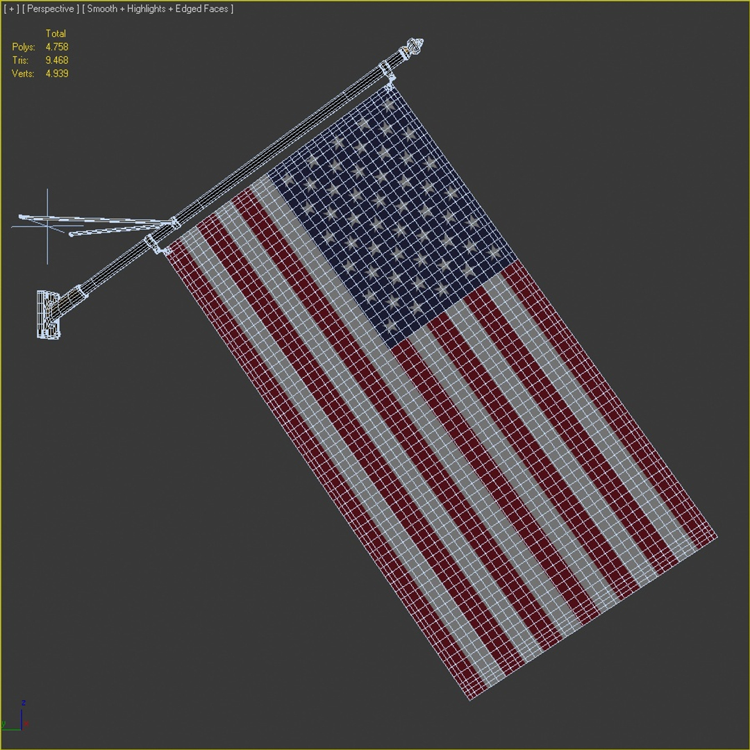 3d model flag pole animation
