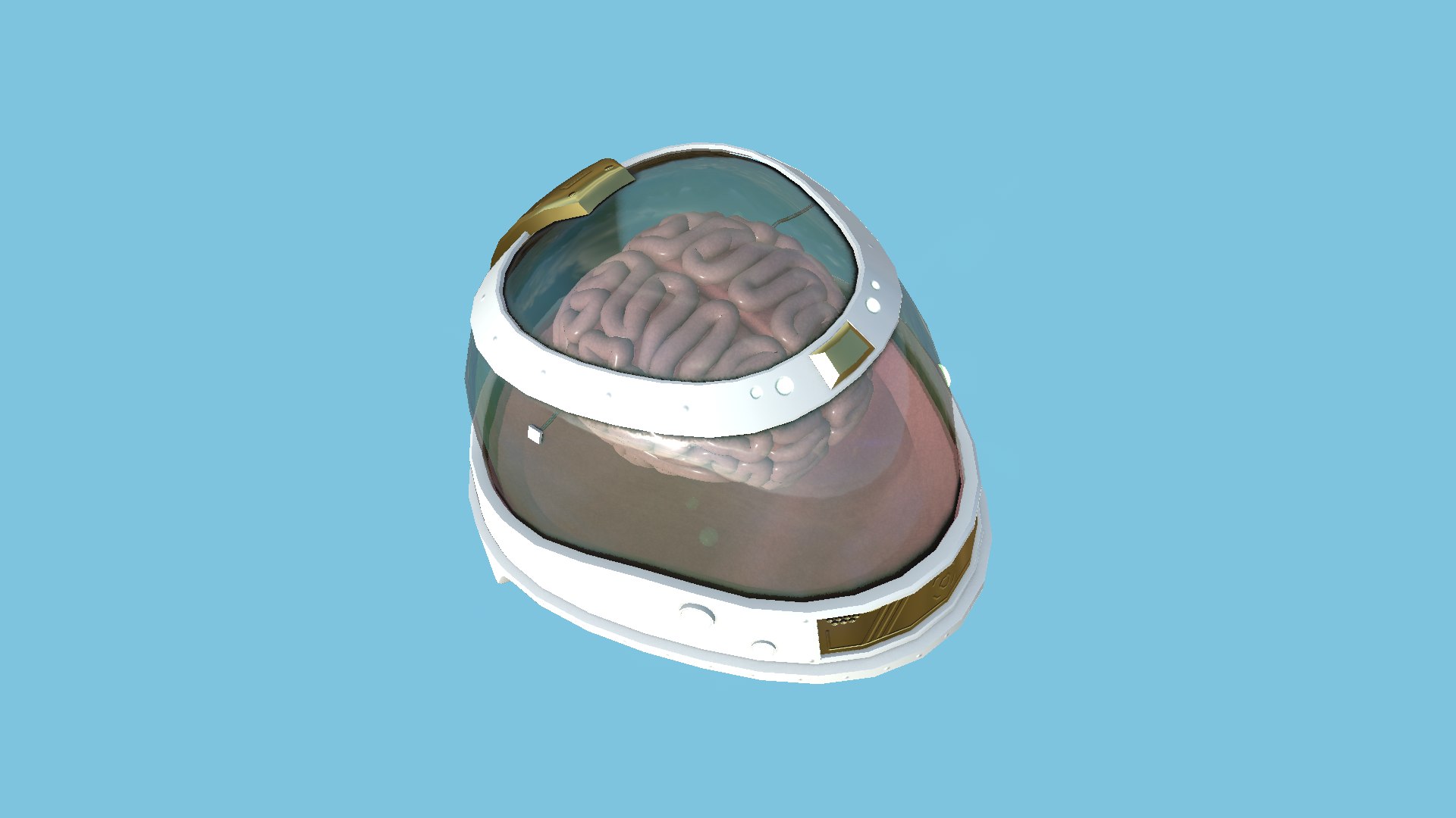 SciFi Brain Helmet 04 White Gold - Character Design Fashion Model ...