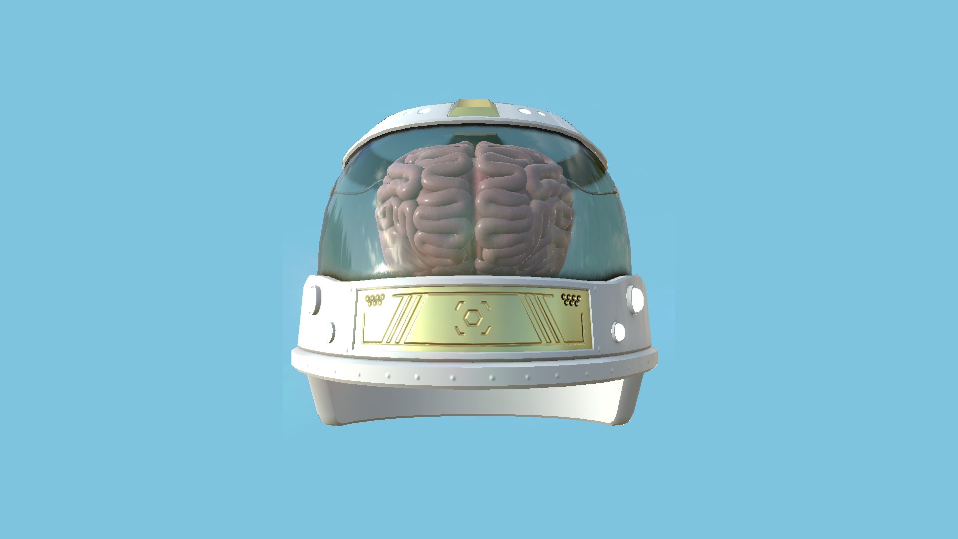 SciFi Brain Helmet 04 White Gold - Character Design Fashion Model ...
