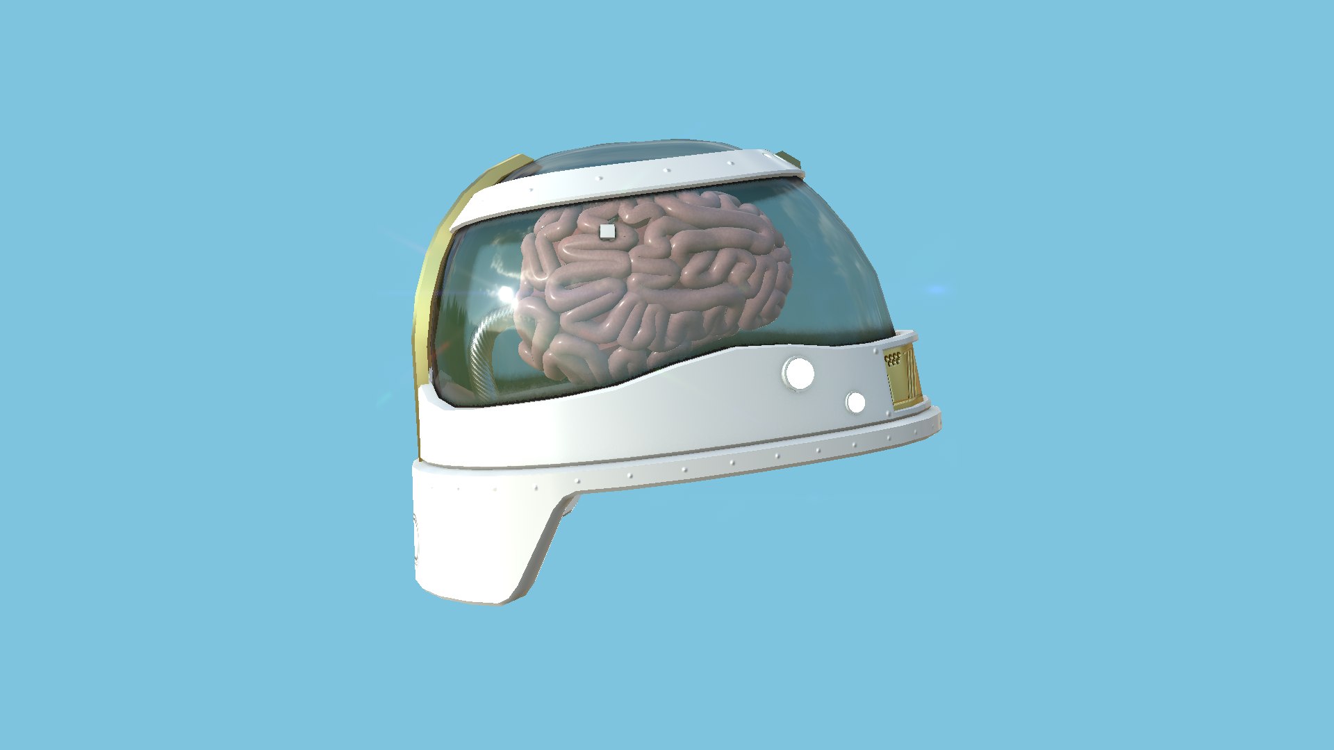 SciFi Brain Helmet 04 White Gold - Character Design Fashion Model ...