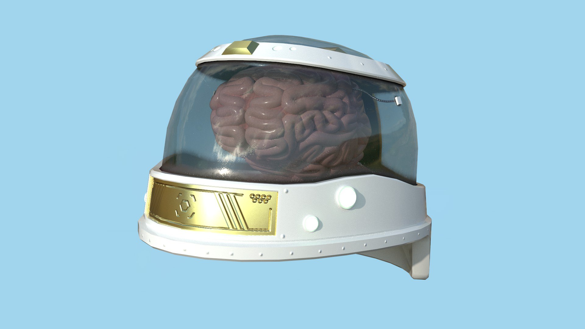 SciFi Brain Helmet 04 White Gold - Character Design Fashion Model ...