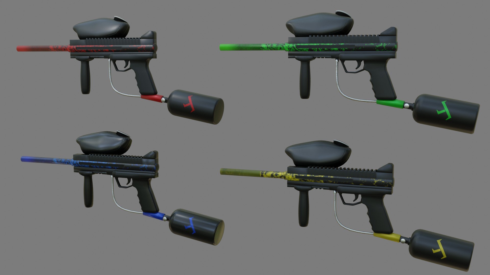 3D Model Paint Ball Game Assets Pack - Game Ready - PBR - TurboSquid ...