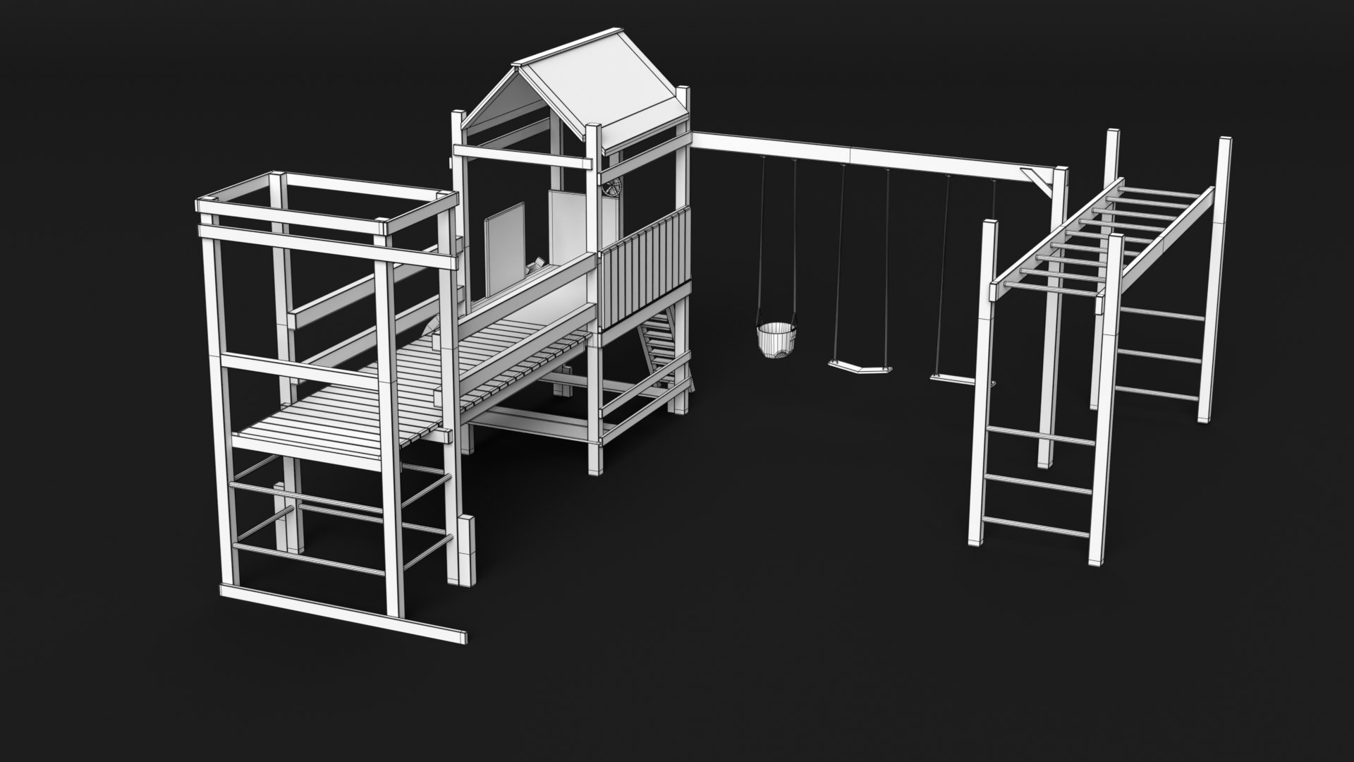 Wooden Swing Set 3D Model - TurboSquid 1670424