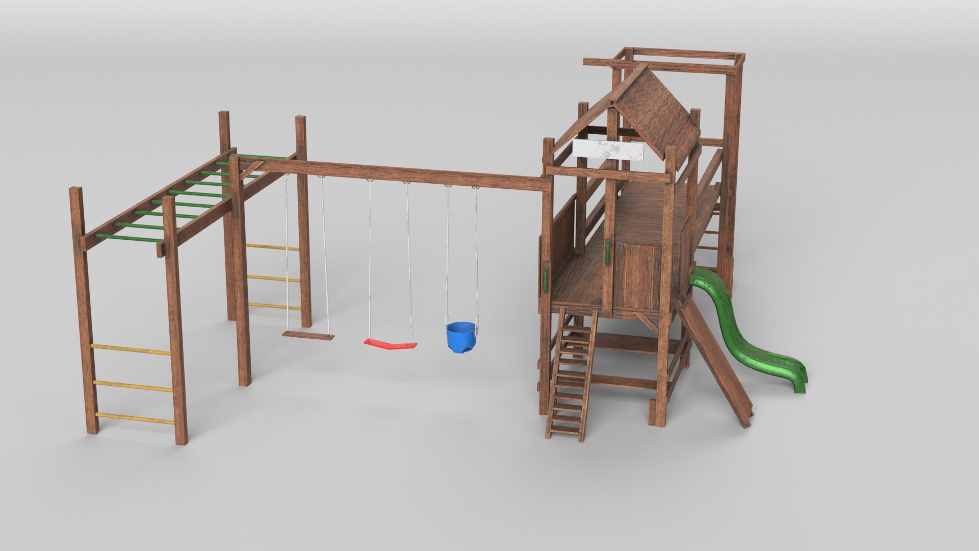 Wooden Swing Set 3D Model - TurboSquid 1670424