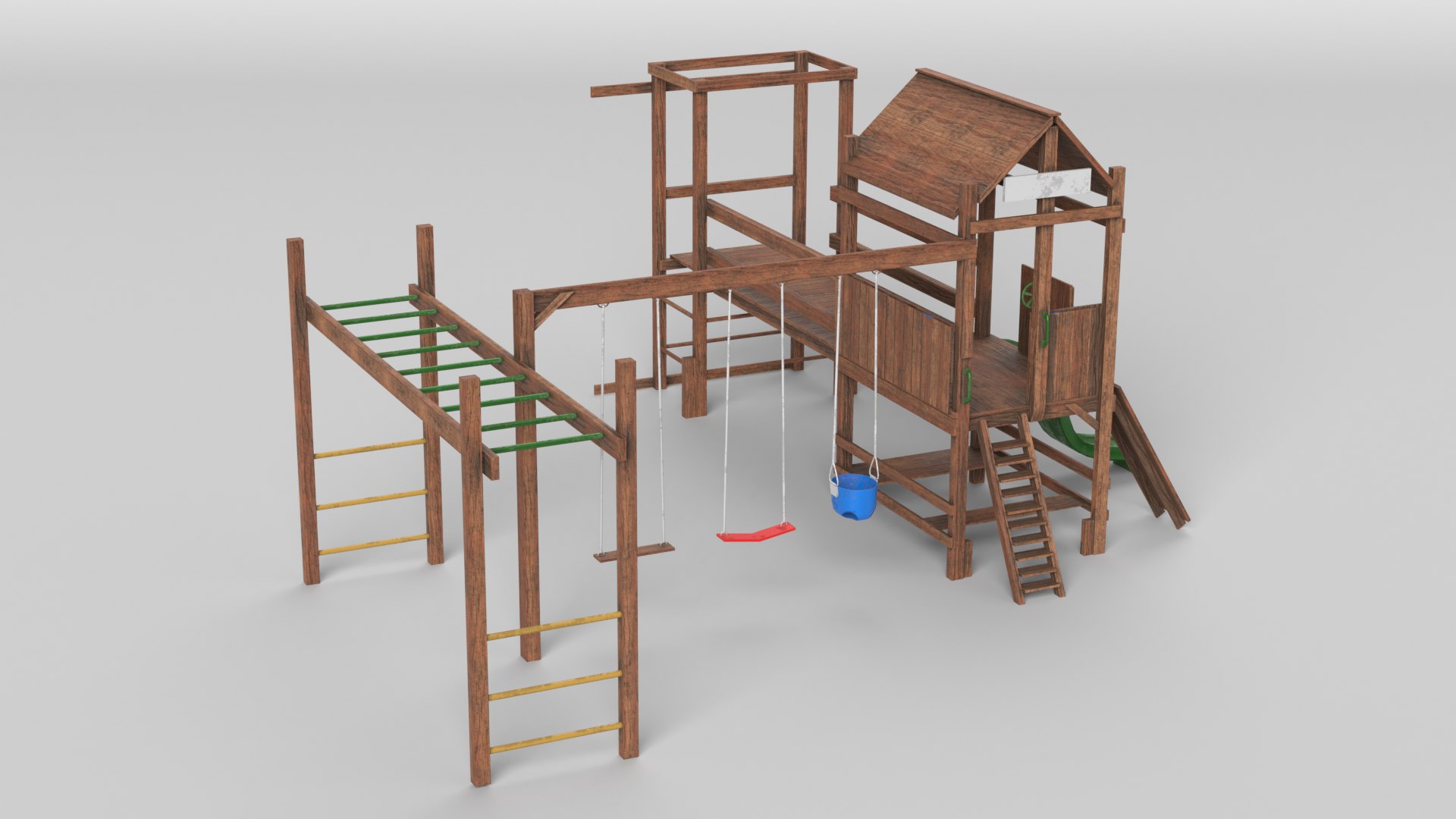 Wooden Swing Set 3D Model - TurboSquid 1670424