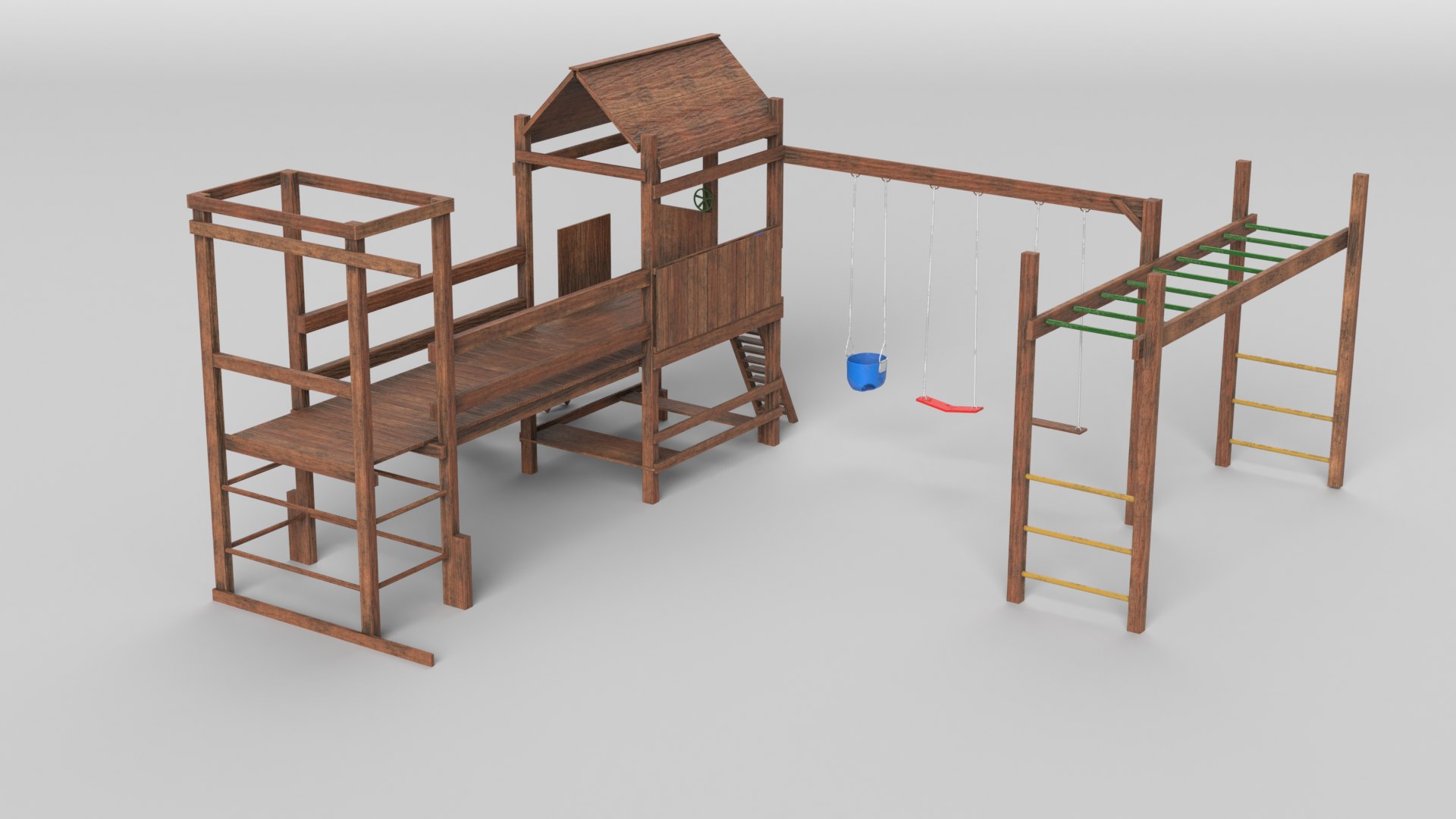 Wooden Swing Set 3D Model - TurboSquid 1670424