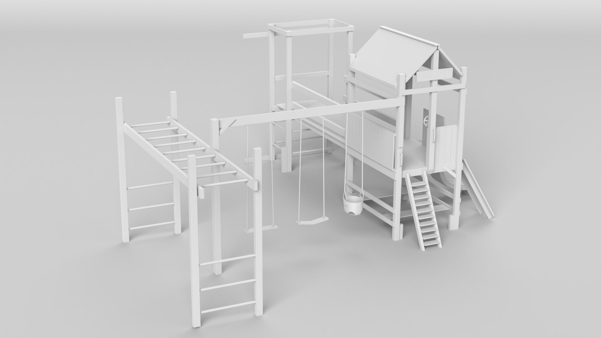 Wooden Swing Set 3D Model - TurboSquid 1670424