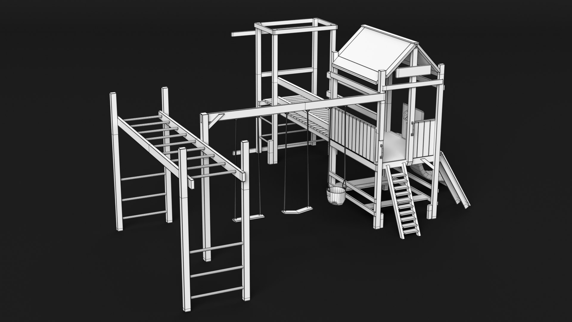 Wooden Swing Set 3D Model - TurboSquid 1670424