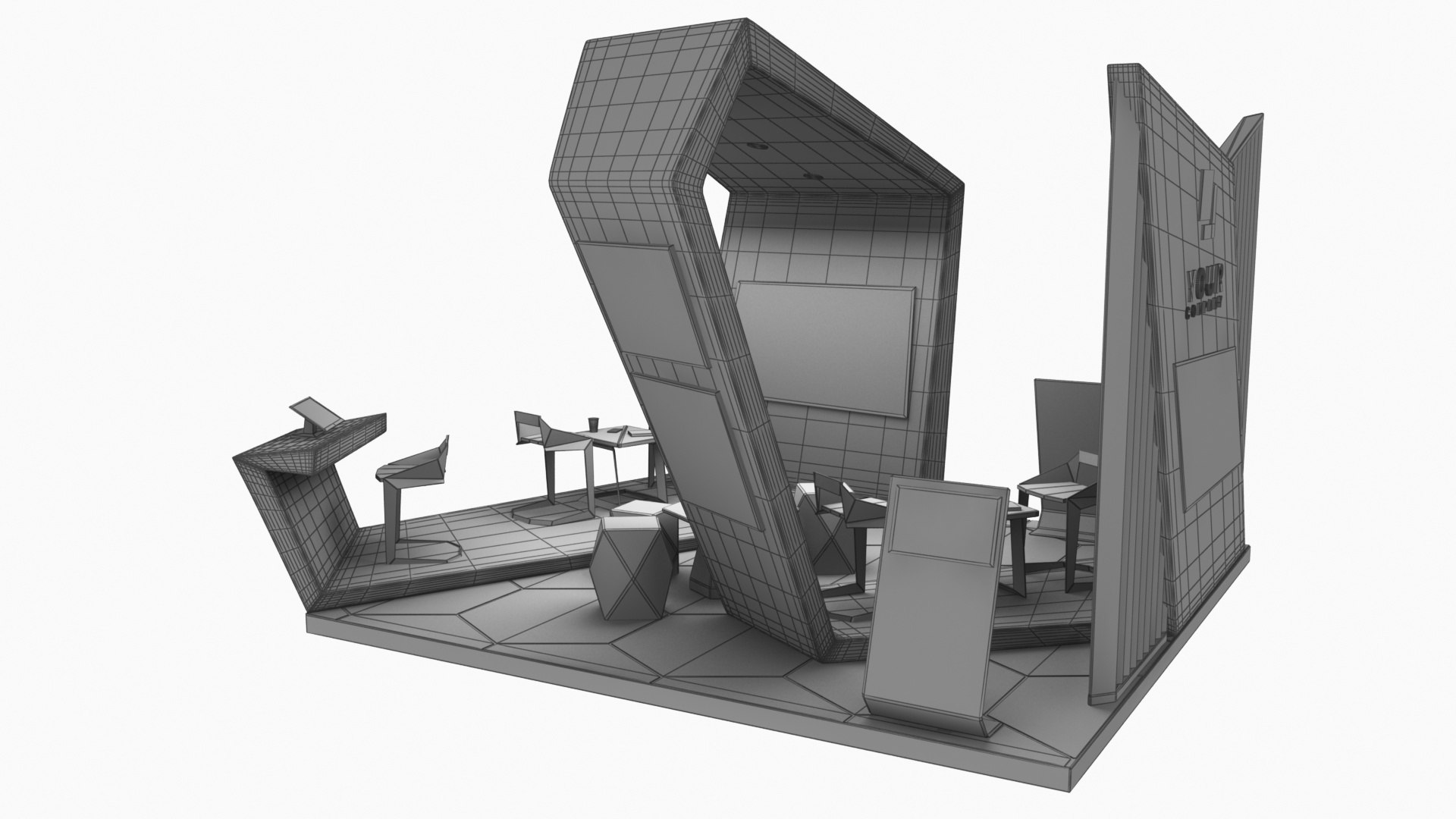 Futuristic Exhibition Stand Collection 5 3D Model - TurboSquid 1902791