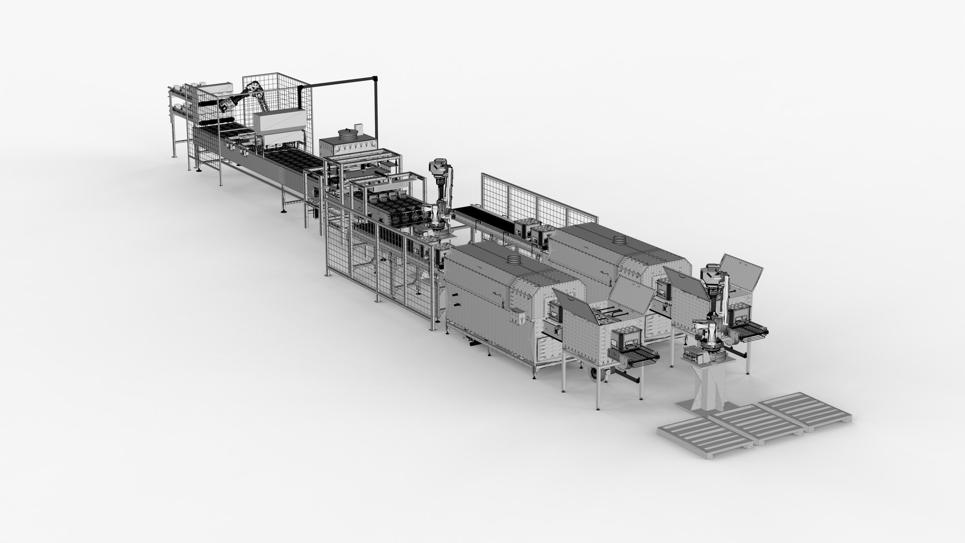 Food Automatic Cooking And Packaging Production Line 3D Model ...