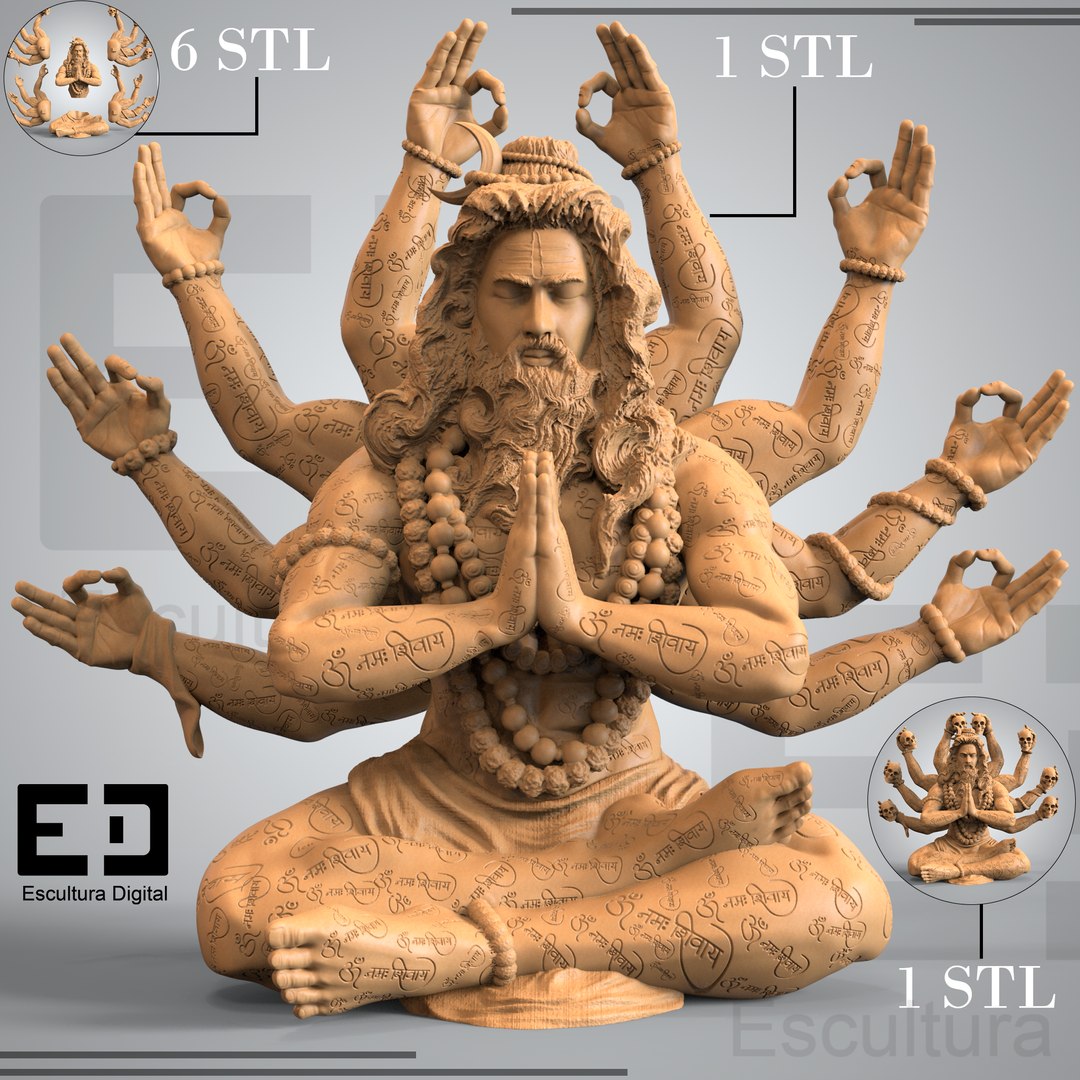 3D Lord Shiva - 10 Hands - TurboSquid 2356248