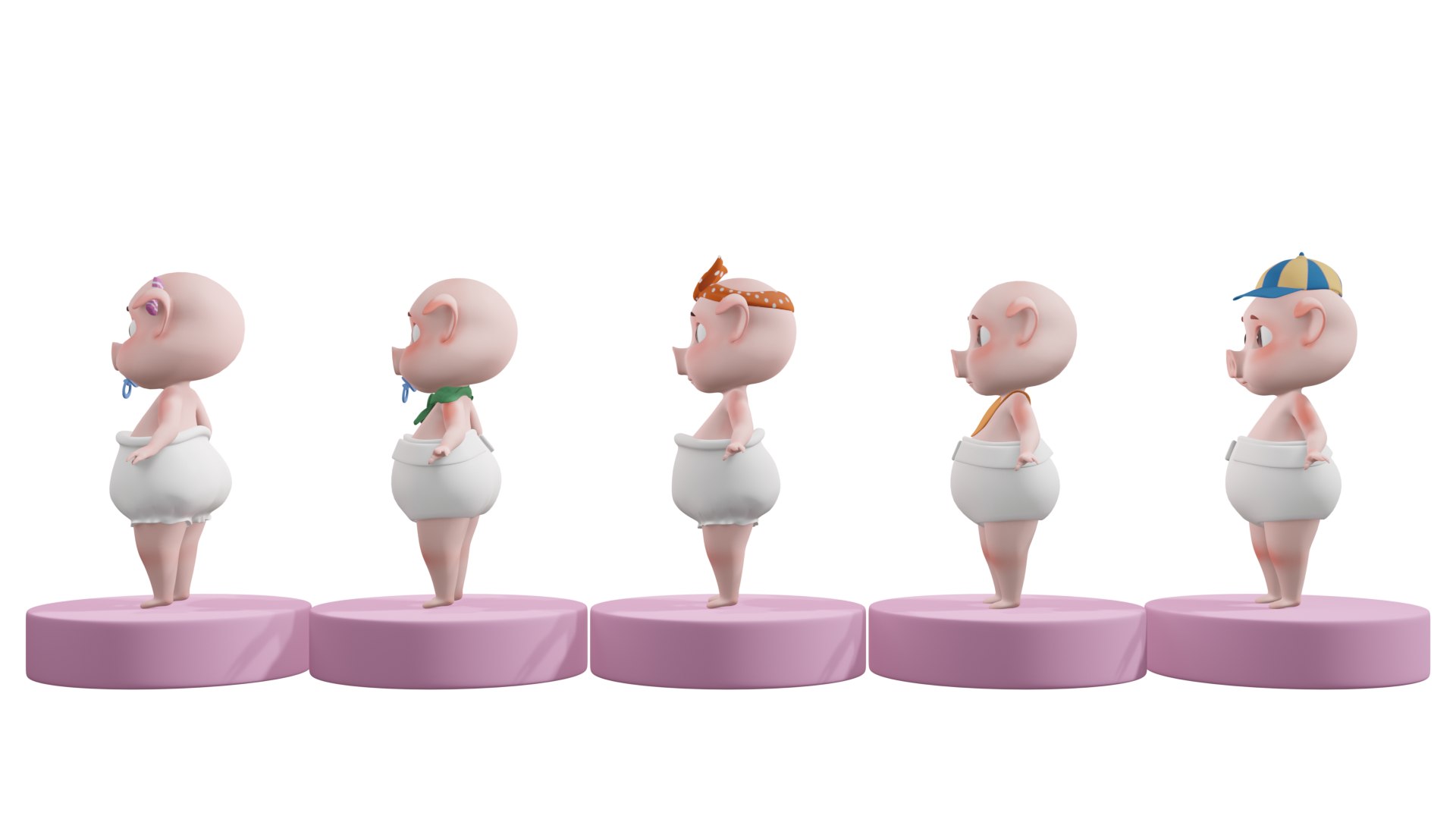 Cartoon Baby Pig 3D Model Pack 3D Model - TurboSquid 1778472