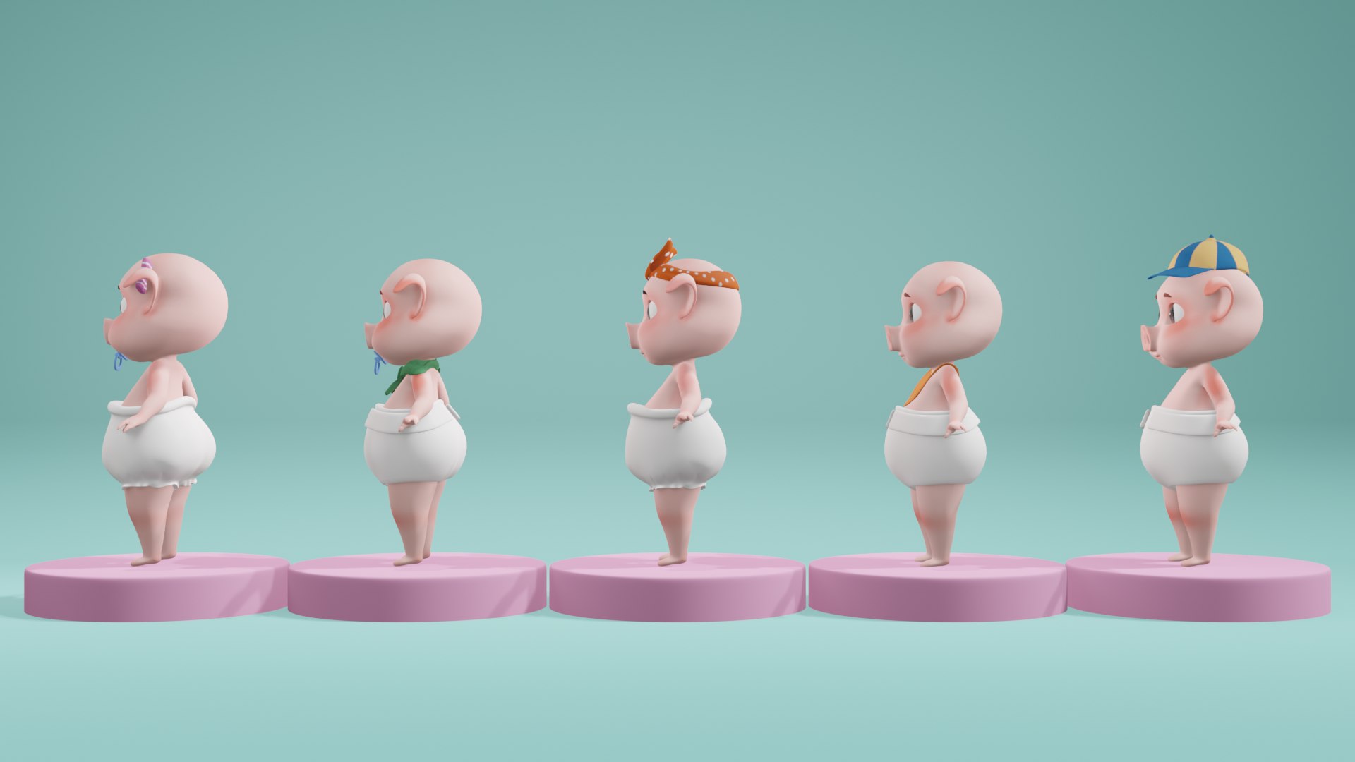 Cartoon Baby Pig 3D Model Pack 3D Model - TurboSquid 1778472