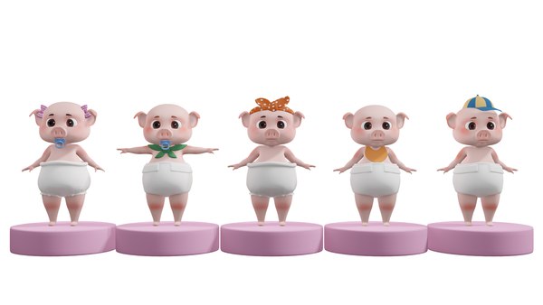 Cartoon-Baby-Schwein 3D-Modellpaket 3D-Modell - TurboSquid 1778472
