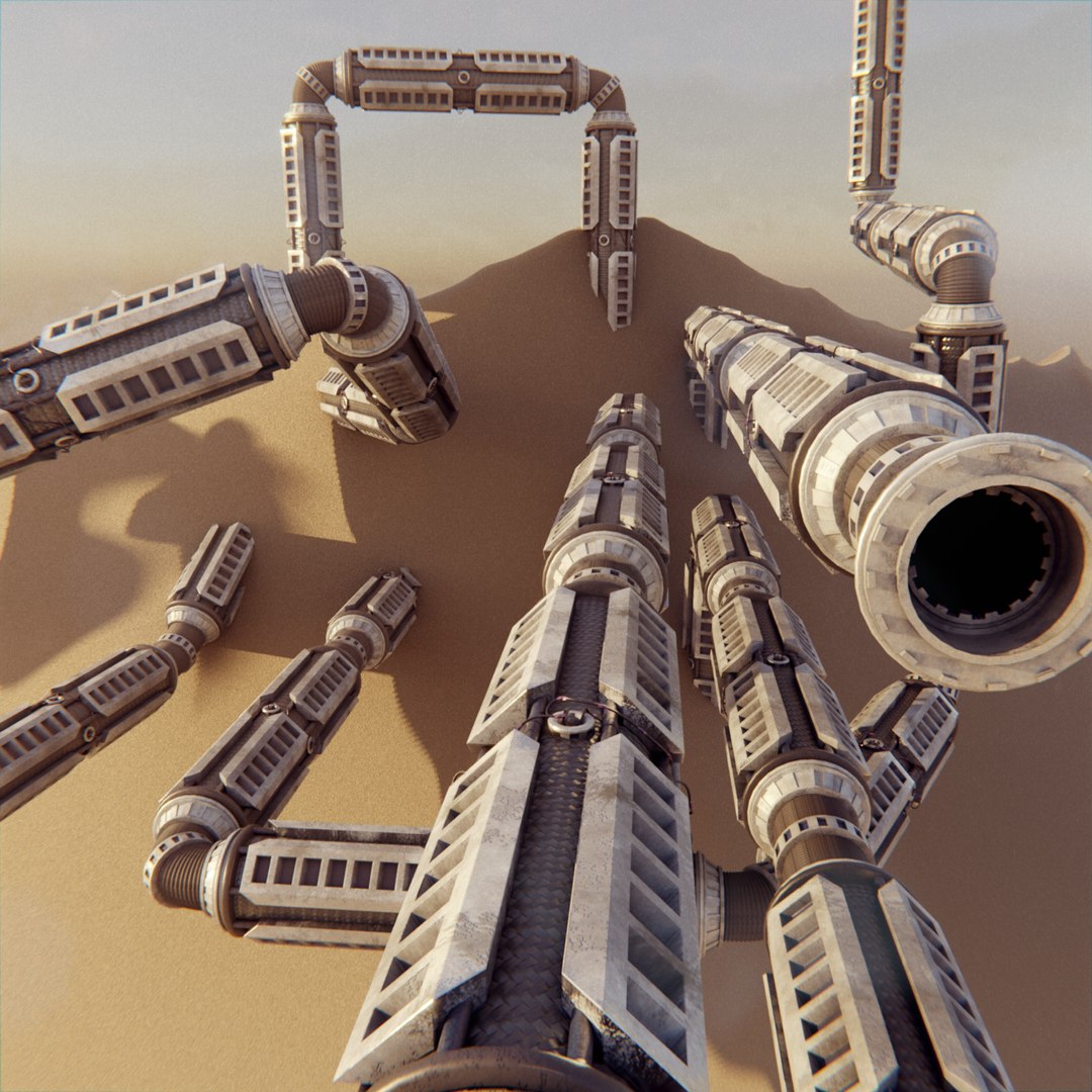 3D Sci-Fi Pipes Armored - TurboSquid 2181567