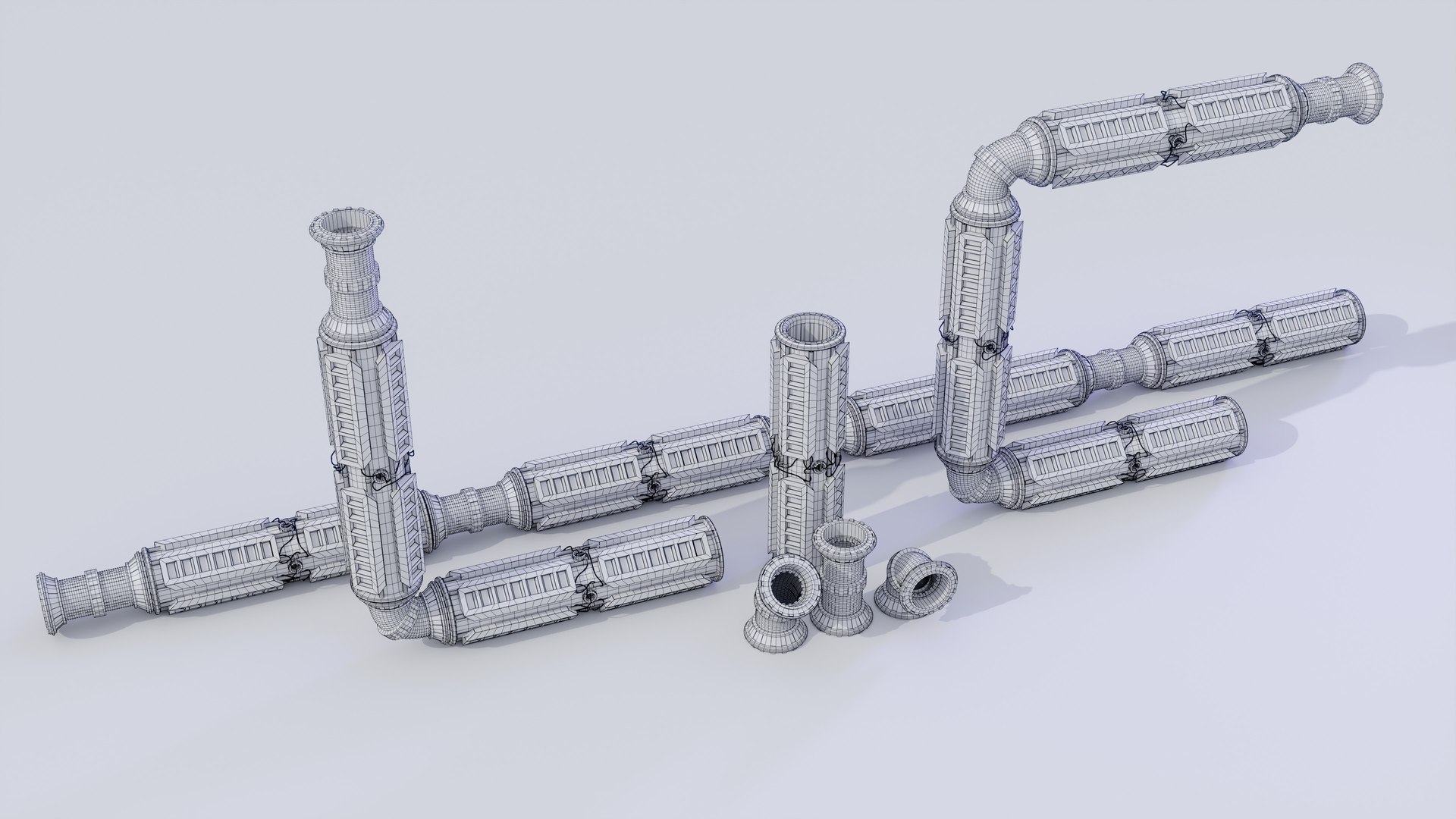 3D Sci-Fi Pipes Armored - TurboSquid 2181567
