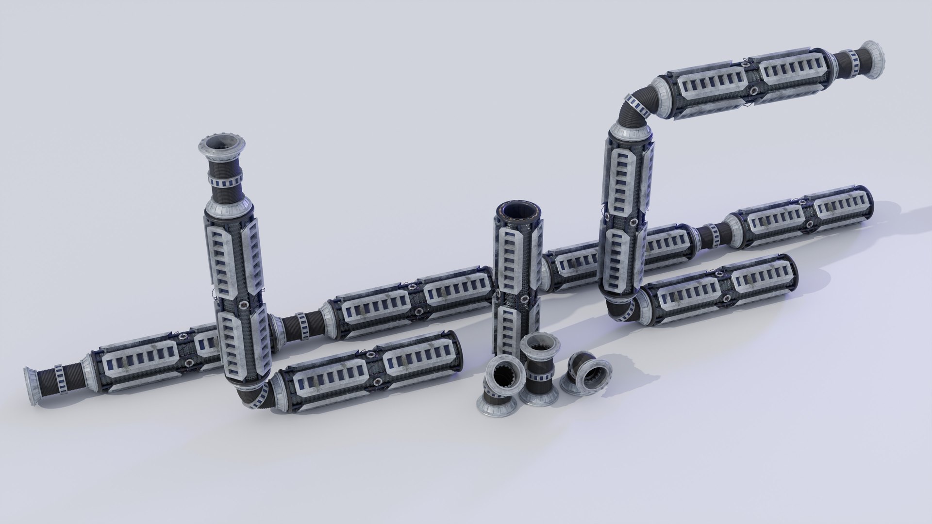 3D Sci-Fi Pipes Armored - TurboSquid 2181567