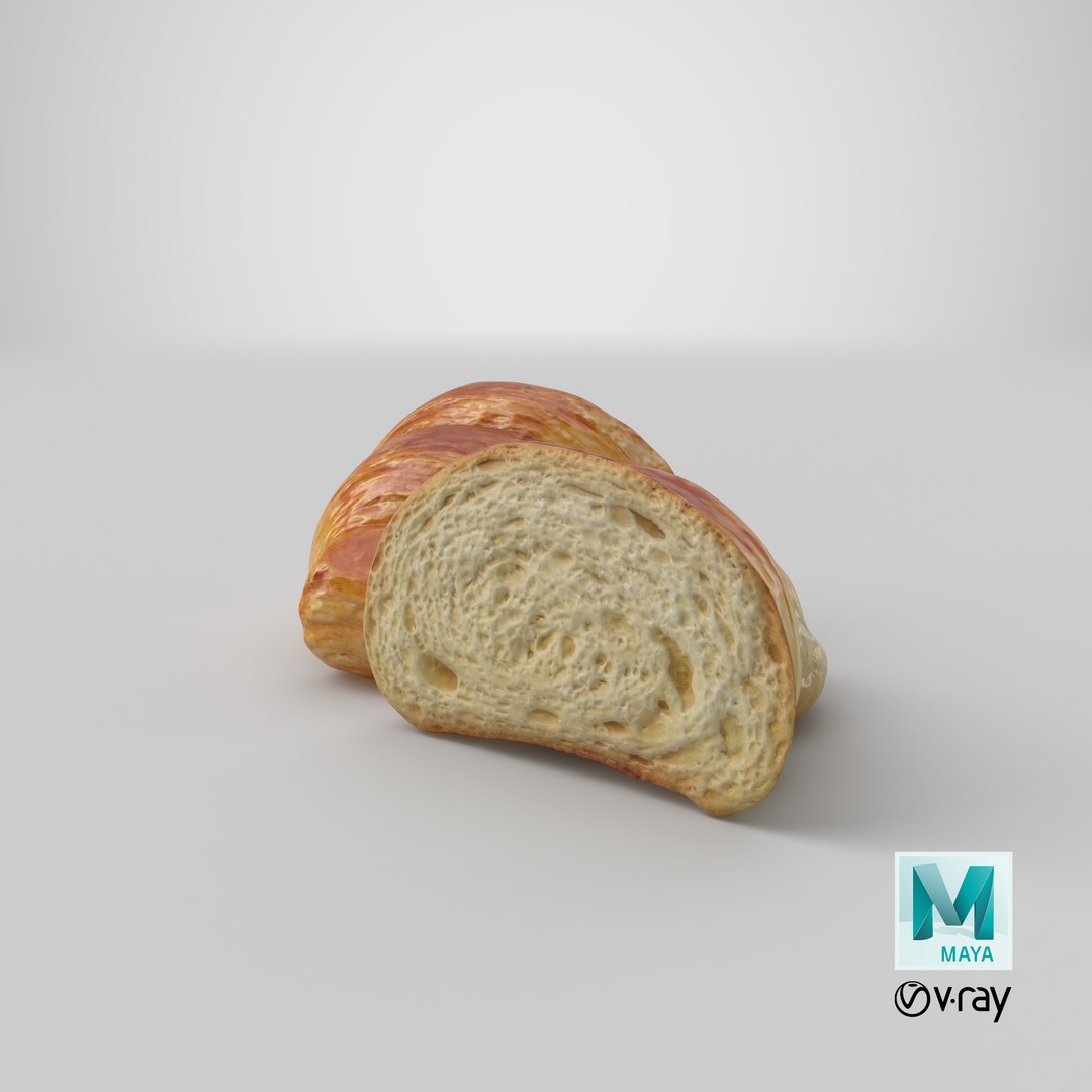 3D Model Croissant Cut Pose 2 - TurboSquid 2082547