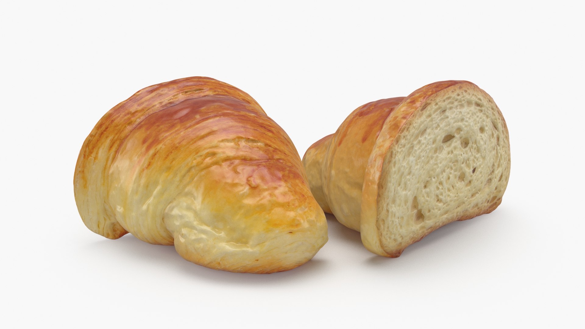 3D Model Croissant Cut Pose 2 - TurboSquid 2082547