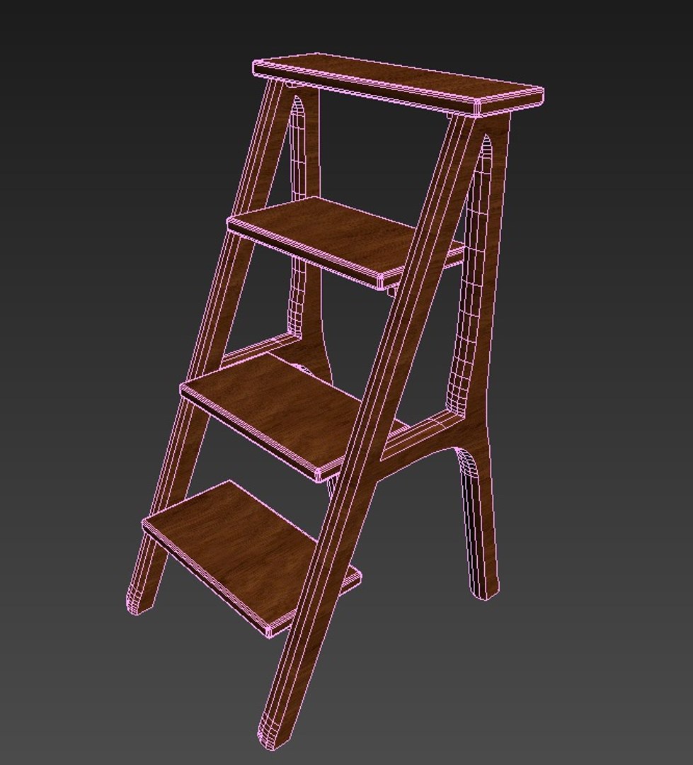 3d Library Wood Ladder Model