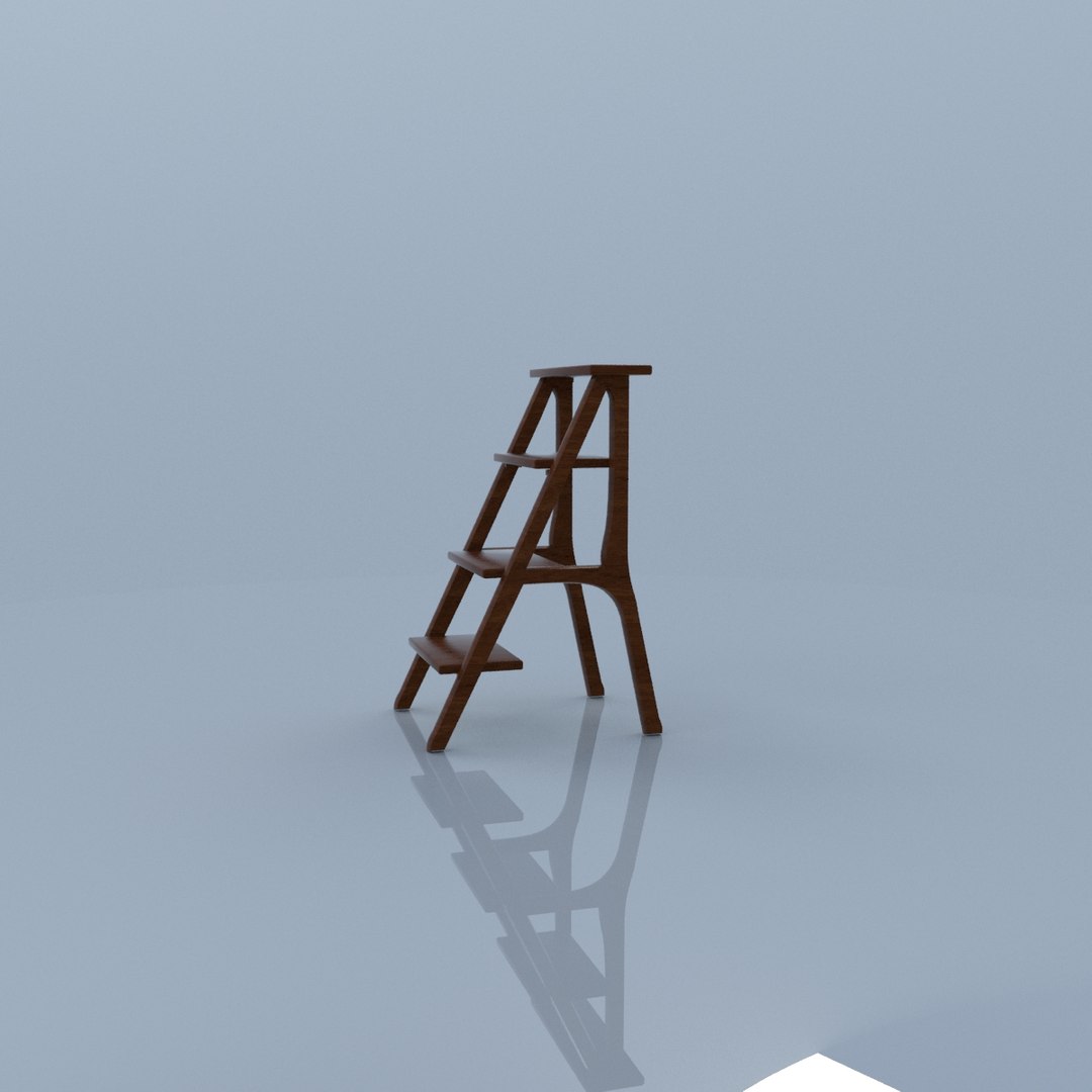 3d Library Wood Ladder Model