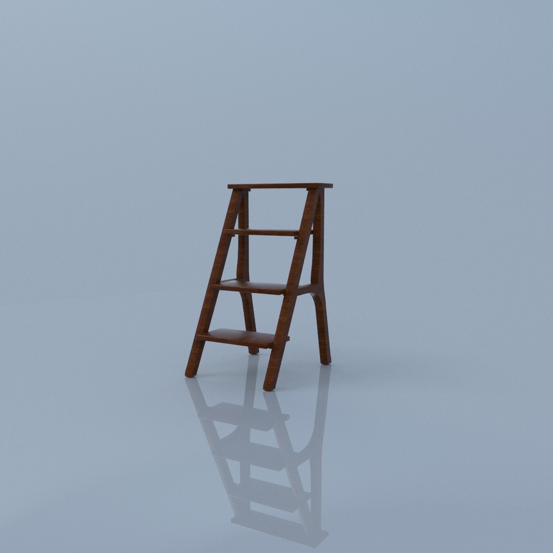 3d Library Wood Ladder Model