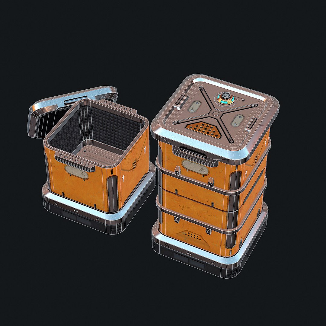 Sci-fi Metal Crate 3d Model