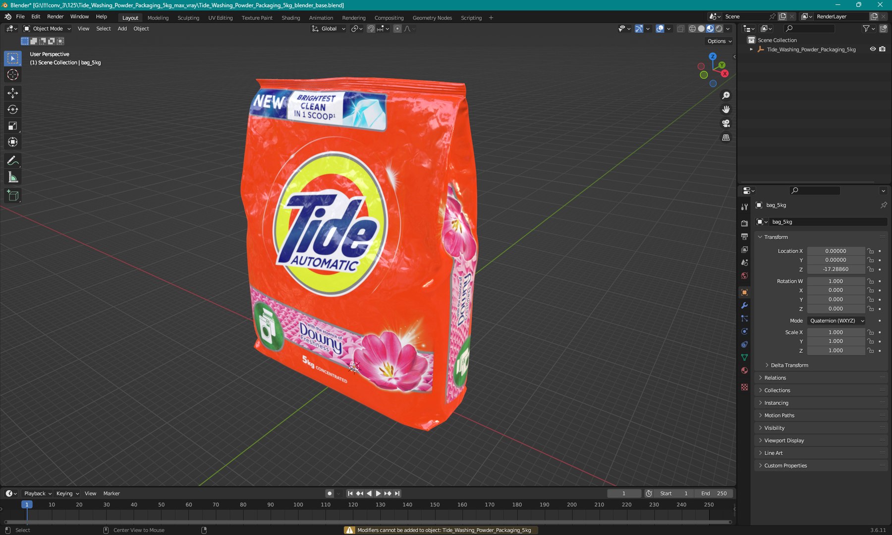 Tide Washing Powder Packaging 5kg 3D Model - TurboSquid 2409892