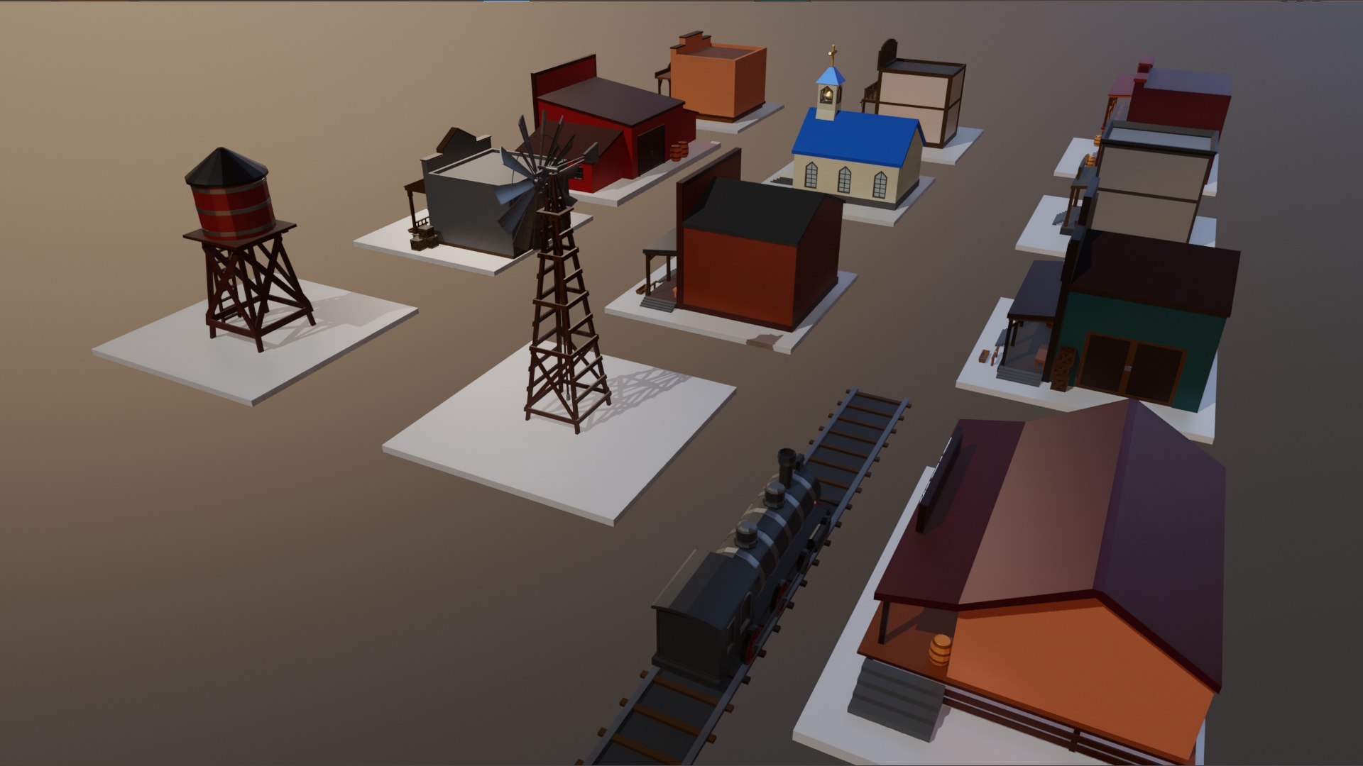 3D Model Low Poly Wild West - TurboSquid 2313857