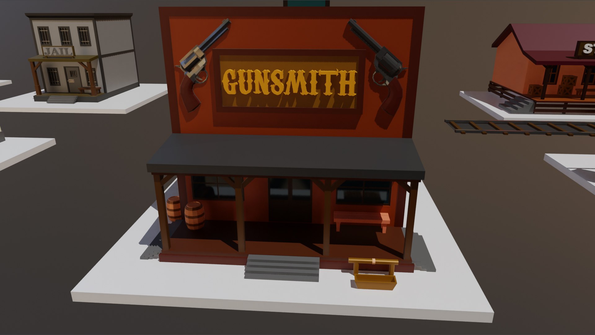 3D Model Low Poly Wild West - TurboSquid 2313857